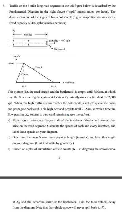 6. Traffic on the 6-mile-long road segment in the | Chegg.com