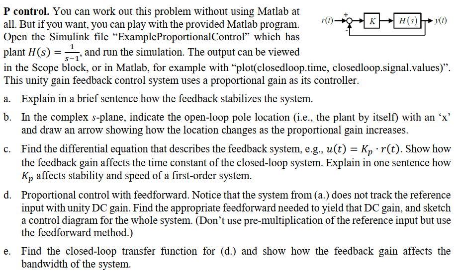 Solved P control. You can work out this problem without | Chegg.com