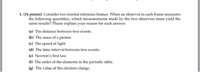 Solved Consider two inertial reference frames. When an | Chegg.com