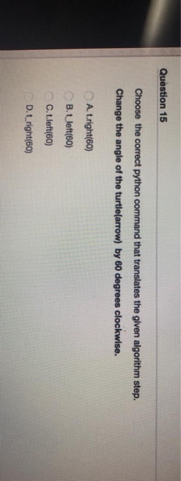 Solved Question 15 Choose the correct python command that | Chegg.com