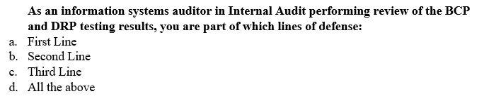 Solved As an information systems auditor in Internal Audit | Chegg.com