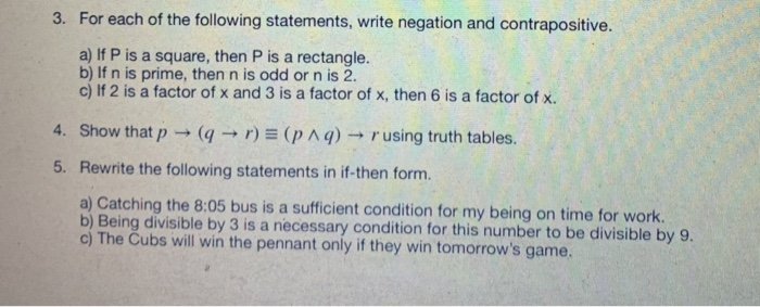 Solved 3. For each of the following statements, write | Chegg.com