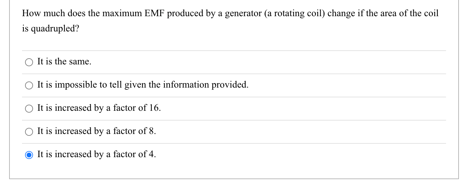 Solved How much does the maximum EMF produced by a generator | Chegg.com