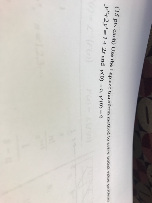 Solved (15 pts each) Use 't2y'1 2t , = + and the aplace | Chegg.com