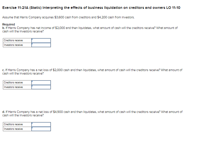 Solved Exerclse 11-21A (Static) Interpreting the effects of | Chegg.com