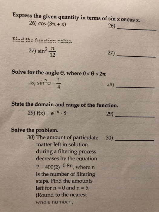 Solved Express the given quantity in terms of sin x or cos | Chegg.com