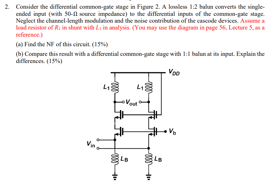 Solved Consider the differential common-gate stage in Figure | Chegg.com