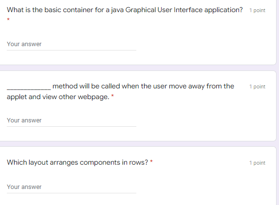 Solved What is the basic container for a java Graphical User | Chegg.com