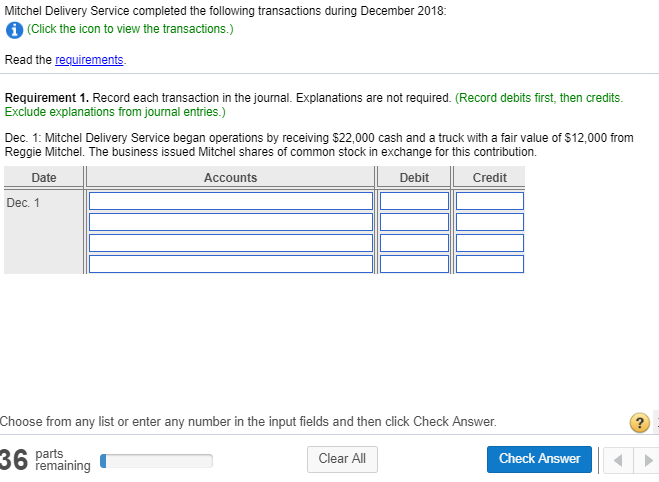Solved Mitchel Delivery Service completed the following | Chegg.com