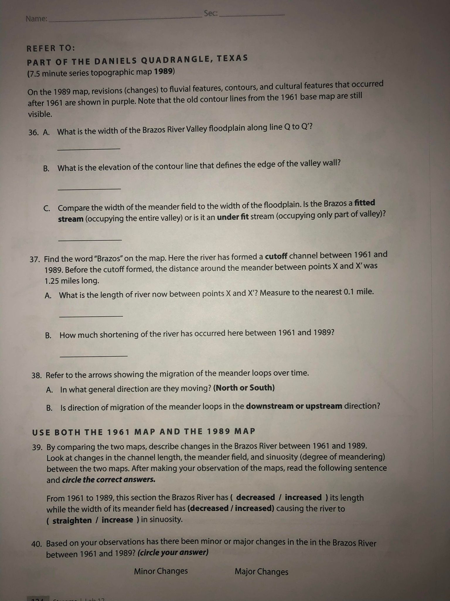 Solved DANIELS, TEXAS QUADRANGLE (2 MAPS) The Daniels, Texas | Chegg.com