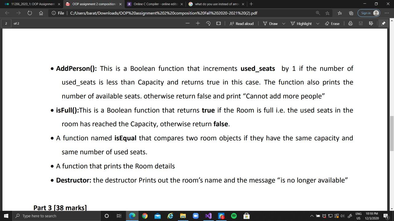 Solved Co 11206_2020_1: OOP Assignment X OOP assignment 2 | Chegg.com