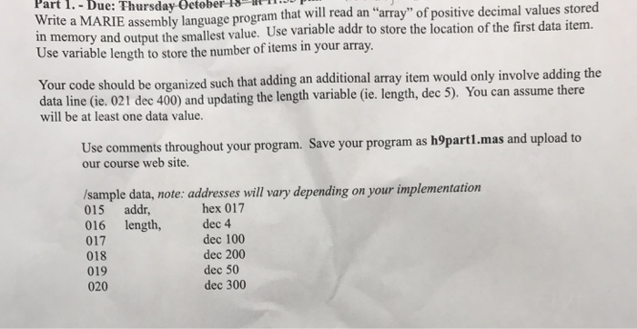 Solved pls using the MARIE language to sole it, and pls | Chegg.com