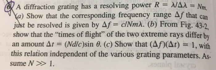Solved A diffraction grating has a resolving power R NAA Nm | Chegg.com