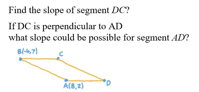 Solved Find the slope of segment DC ?If DC ﻿is perpendicular | Chegg.com