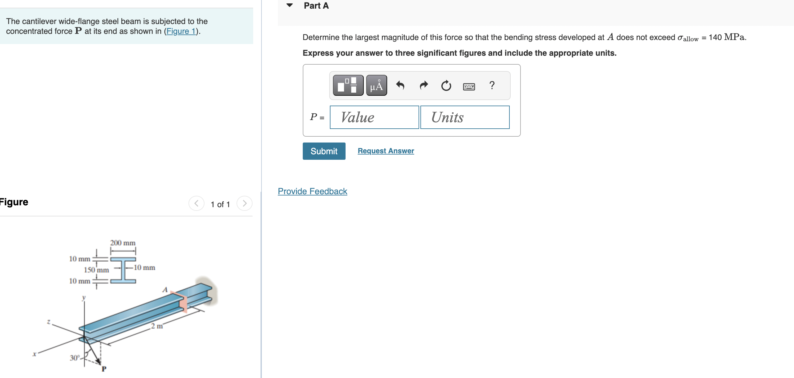 Solved The cantilever wide-flange steel beam is ﻿subjected | Chegg.com