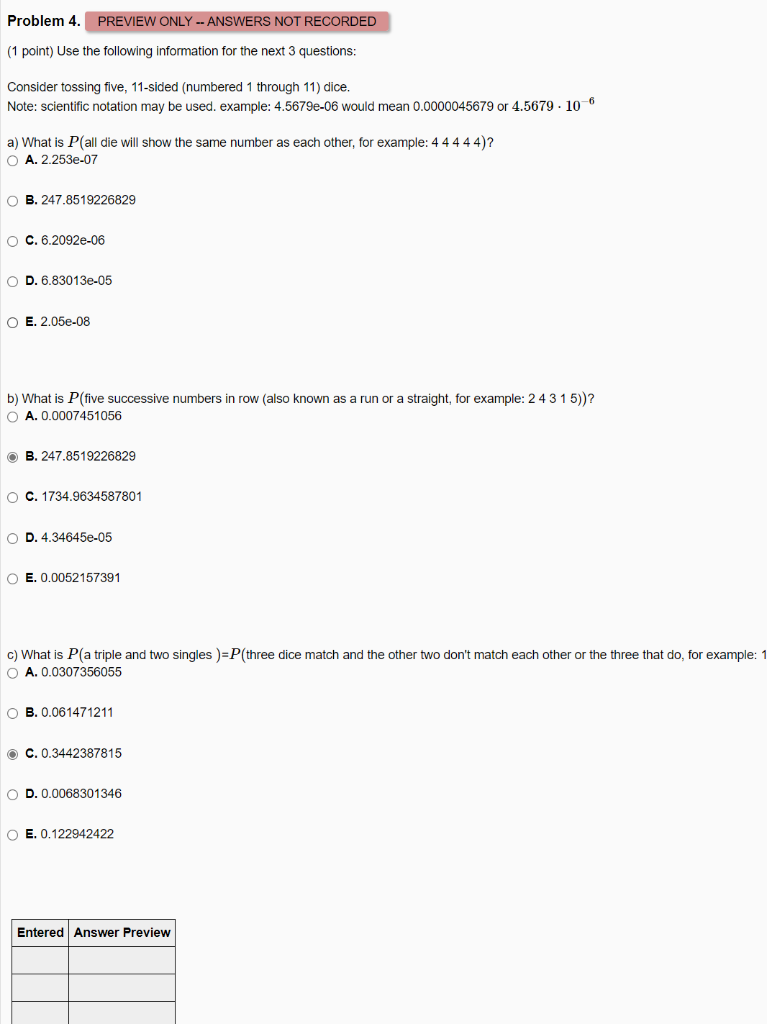 Solved Problem 4. PREVIEW ONLY -- ANSWERS NOT RECORDED (1 | Chegg.com