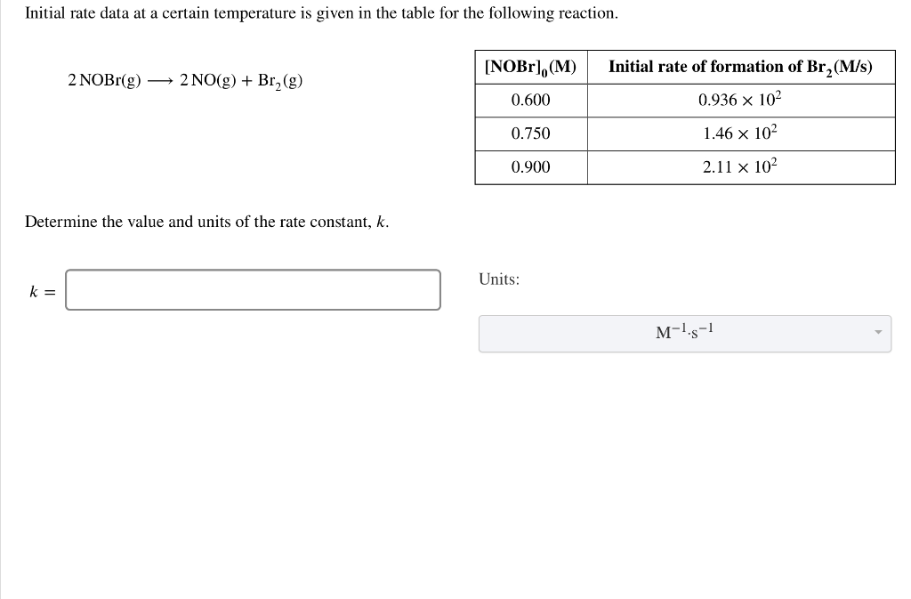 Solved Initial Rate Data At A Certain Temperature Is Given