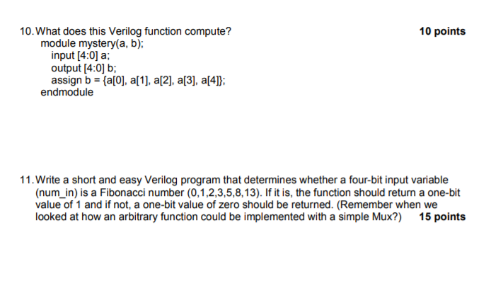 Solved 10. What does this Verilog function compute? 10 | Chegg.com