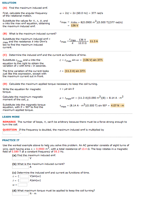 Solved SOLUTION (A) Find the maximum induced emf. First, | Chegg.com