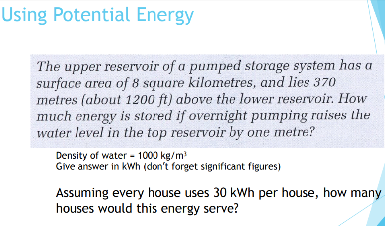 Solved Using Potential Energy The upper reservoir of a | Chegg.com