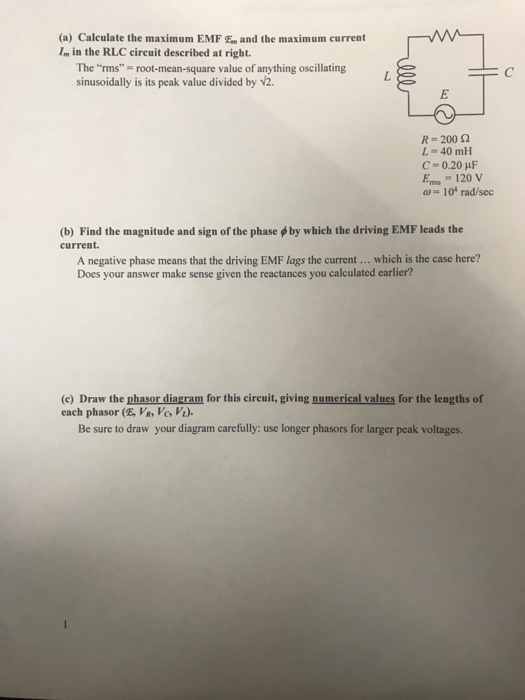 Solved (a) Calculate the maximum EMF E and the maximum | Chegg.com
