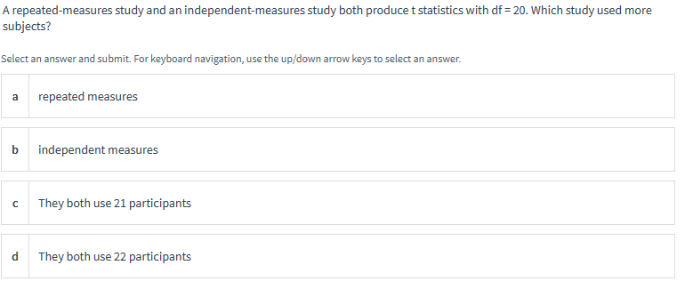 Solved A repeated-measures study and an independent-measures | Chegg.com