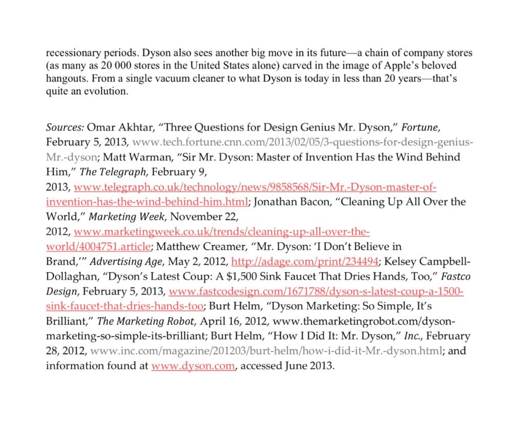 Solved a) Using concepts describe DYSON's product and | Chegg.com