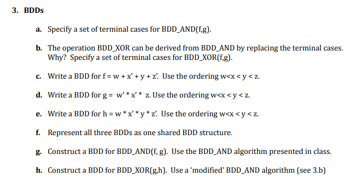 3. BDDs a. Specify a set of terminal cases for | Chegg.com