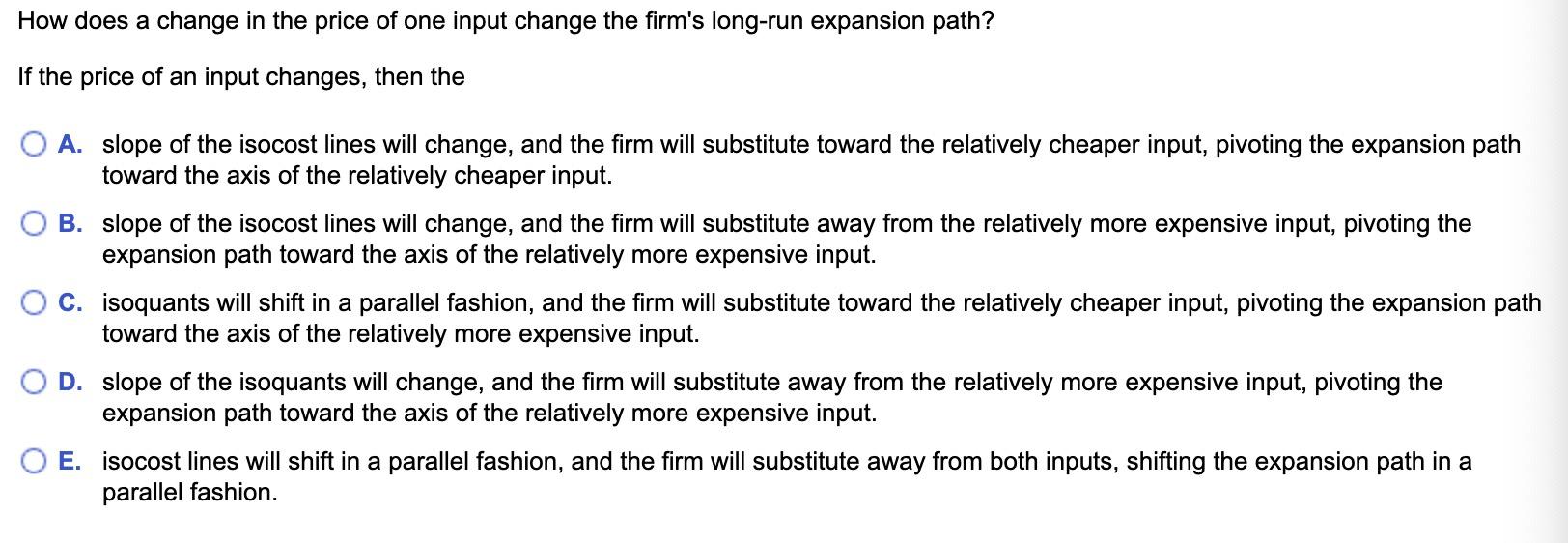 Solved How does a change in the price of one input change | Chegg.com