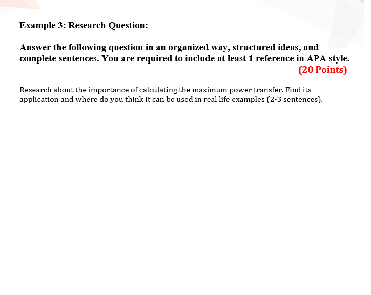 Solved Example 3: Research Question: Answer the following | Chegg.com