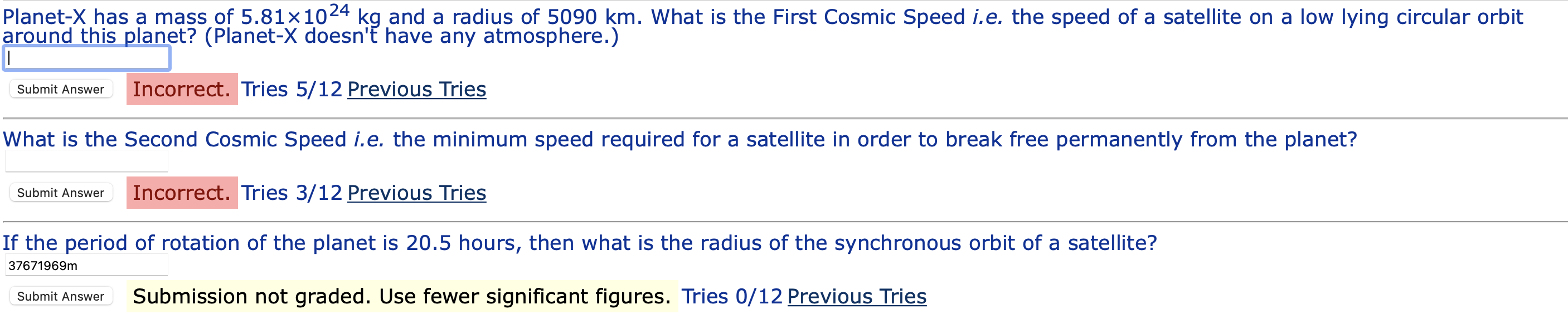 Solved Planet-X has a mass of 5.81×1024 kg and a radius of | Chegg.com