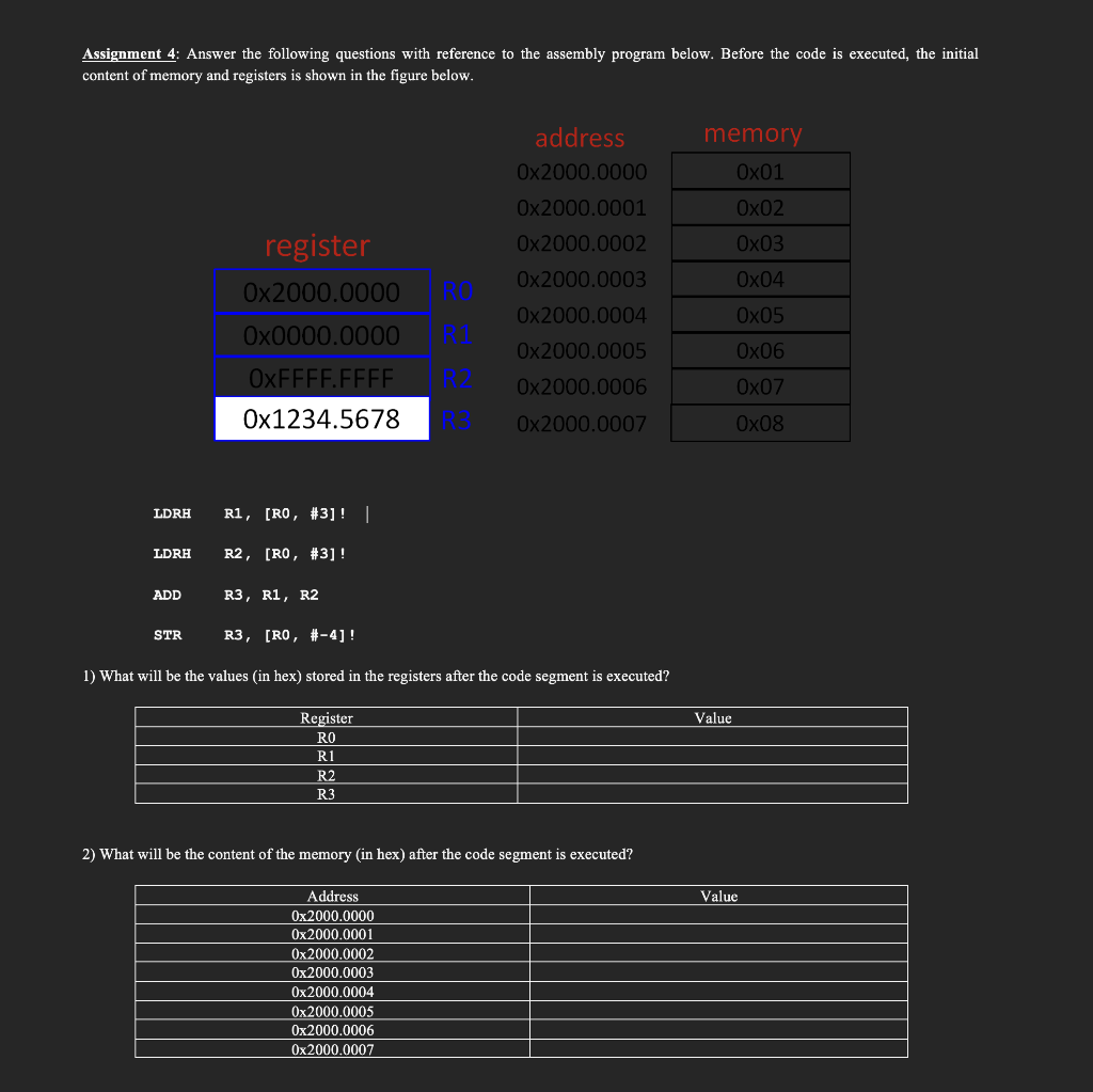 Solved Assignment 4: Answer the following questions with | Chegg.com