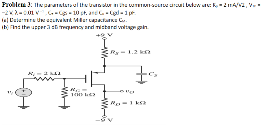 Solved Problem 3: The parameters of the transistor in the | Chegg.com