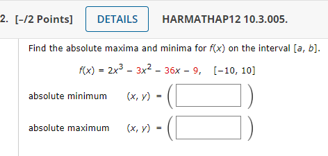 Solved 2. [-/2 Points] HARMATHAP12 10.3.005. Find the | Chegg.com