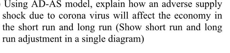 Solved Using AD-AS model, explain how an adverse supply | Chegg.com