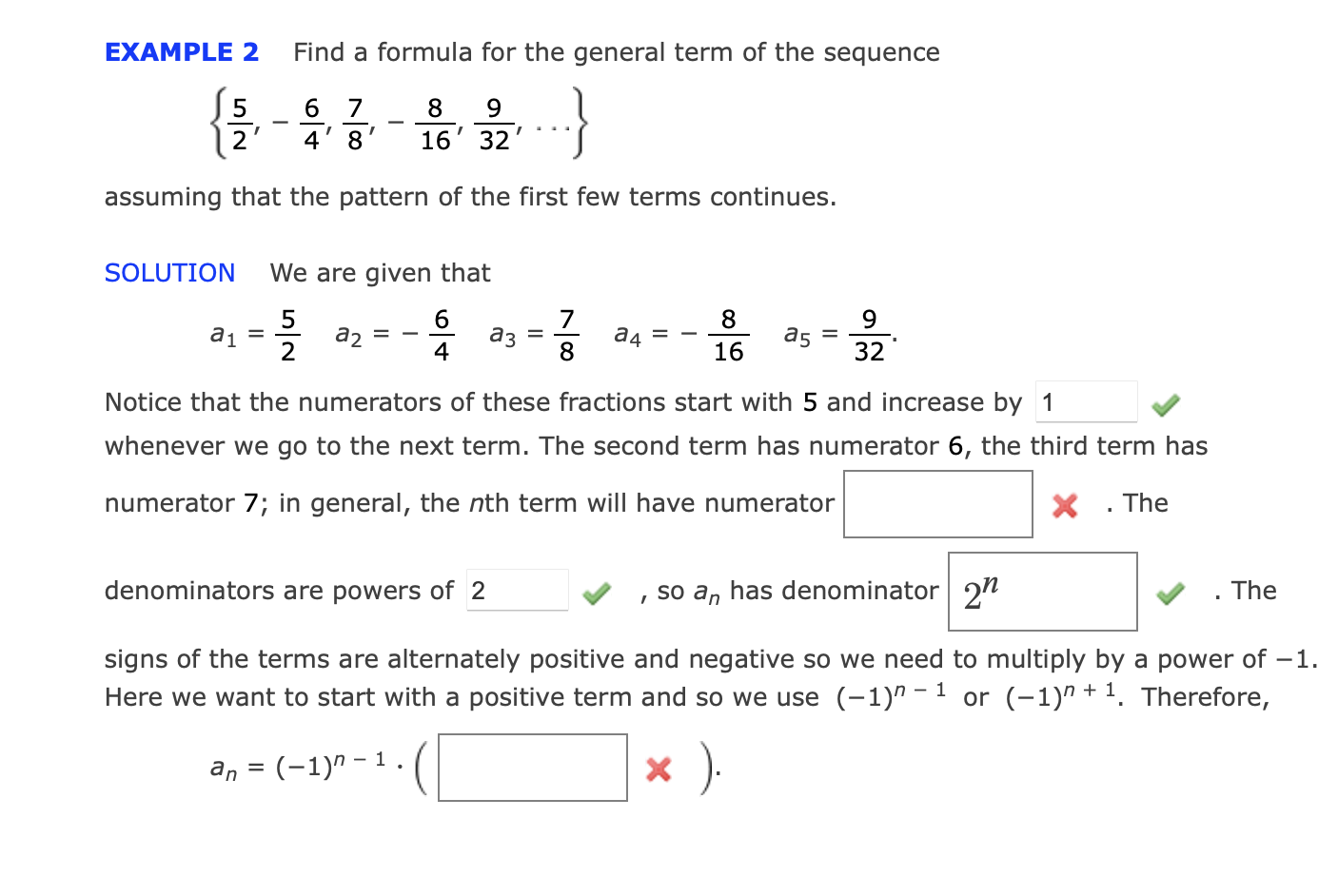 Solved EXAMPLE 2 Find a formula for the general term of the | Chegg.com