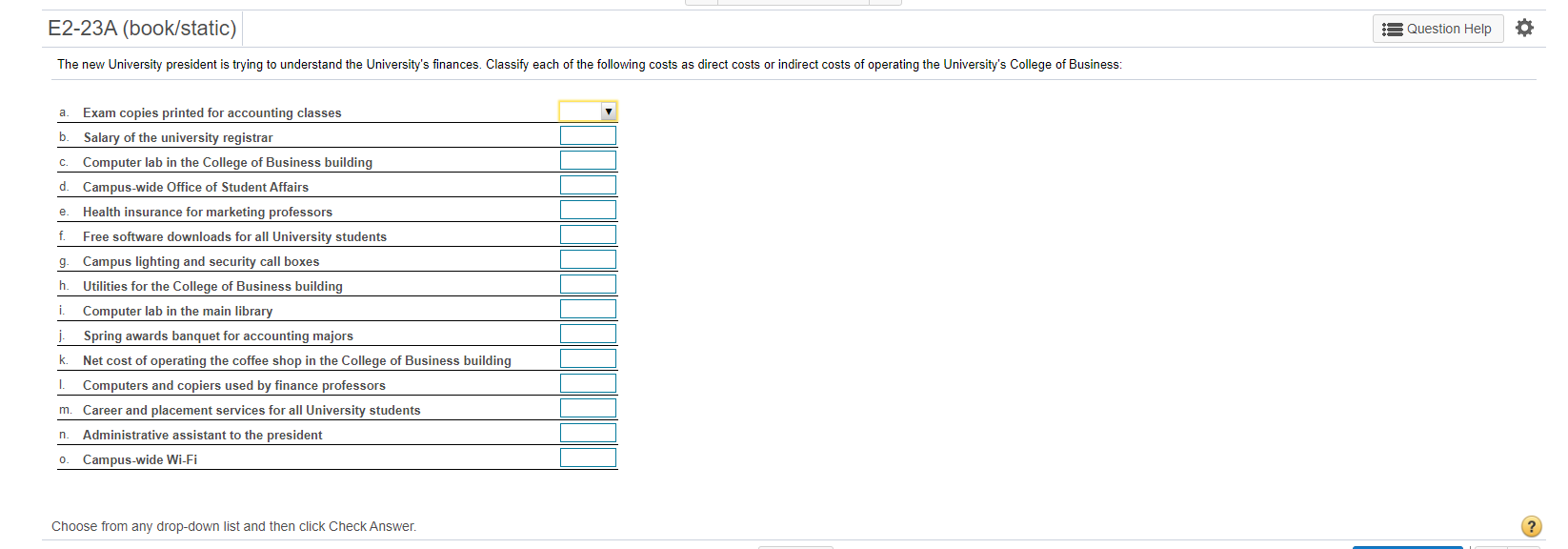 Solved E2-23A (book/static) s Question Help 0 The new | Chegg.com