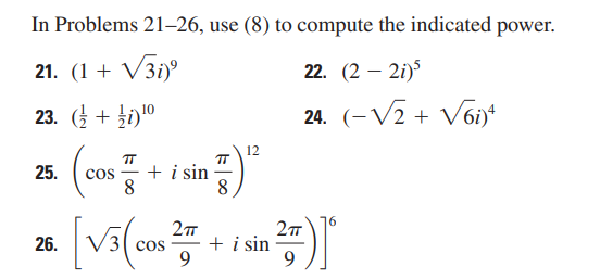Solved In Problems 21-26, ﻿use (8) ﻿to compute the indicated | Chegg.com