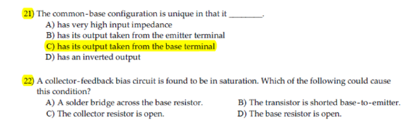 Solved 21) The common-base configuration is unique in that | Chegg.com