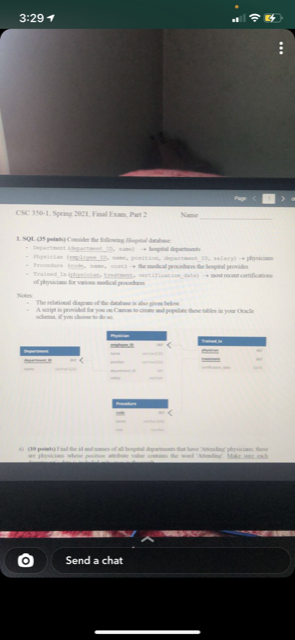 Solved Here is the schema Department (department_ID, | Chegg.com