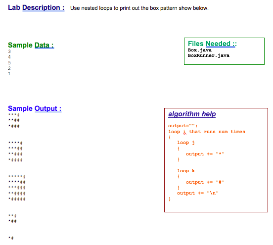 Solved Lab Description Use nested loops to print out the box | Chegg.com