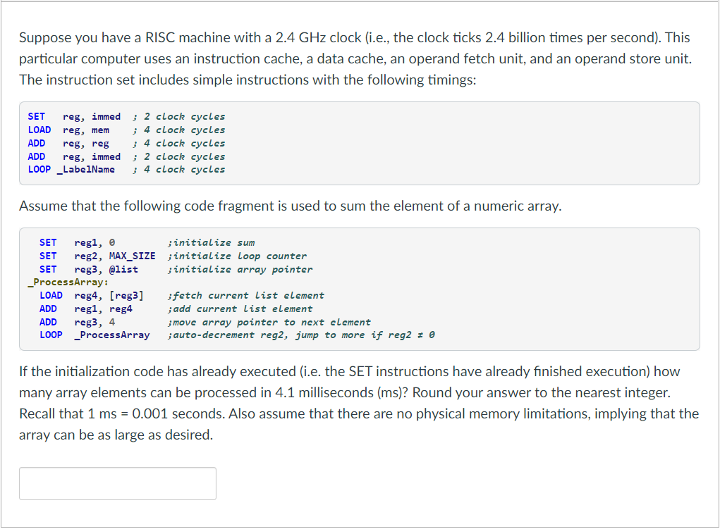 Solved Suppose you have a RISC machine with a 2.4 GHz clock | Chegg.com