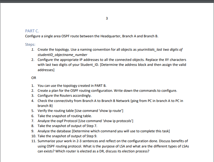 Solved PART A. Configure a static route between the | Chegg.com