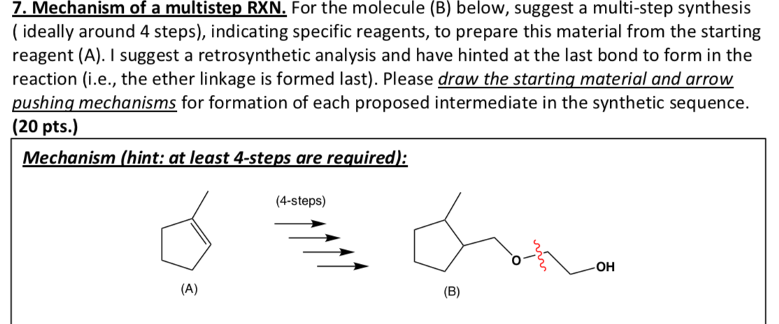 Solved 7. Mechanism of a multistep RXN. For the molecule (B) | Chegg.com