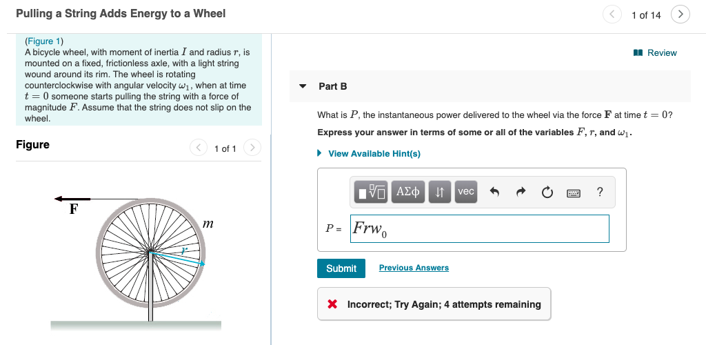 Solved Pulling a String Adds Energy to a Wheel | Chegg.com