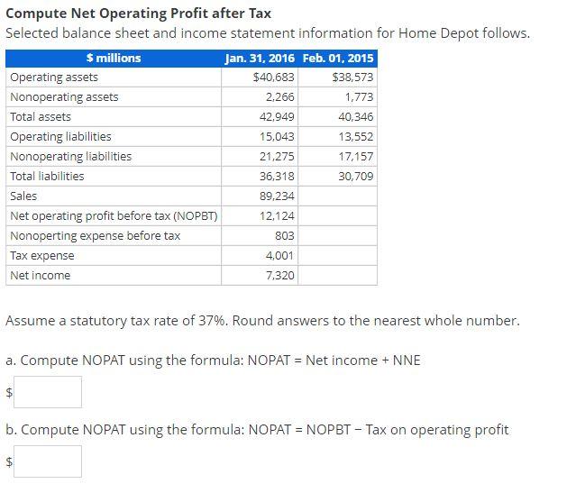 Solved 2,266 Compute Net Operating Profit after Tax Selected | Chegg.com