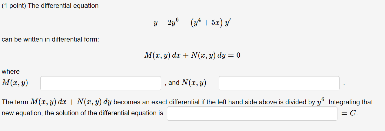 Solved (1 point) The differential | Chegg.com