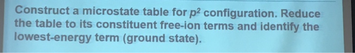 Solved Construct a microstate table for p2 configuration. | Chegg.com