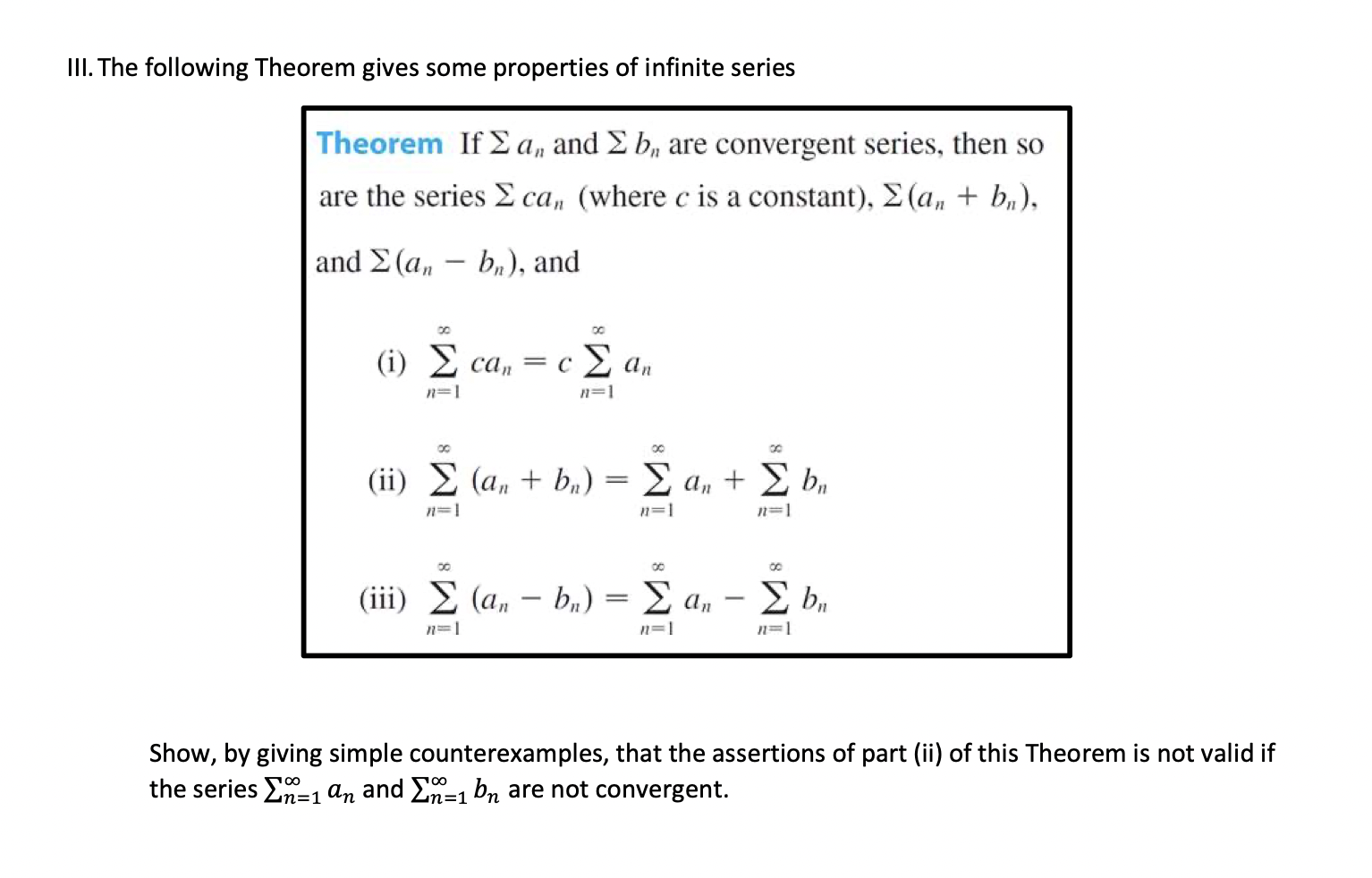 Solved III. The following Theorem gives some properties of | Chegg.com