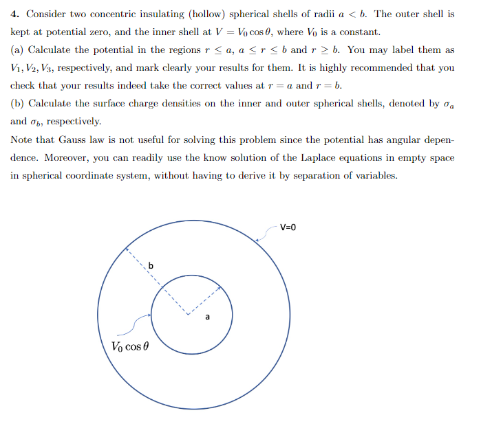 Solved 4. Consider two concentric insulating (hollow) | Chegg.com